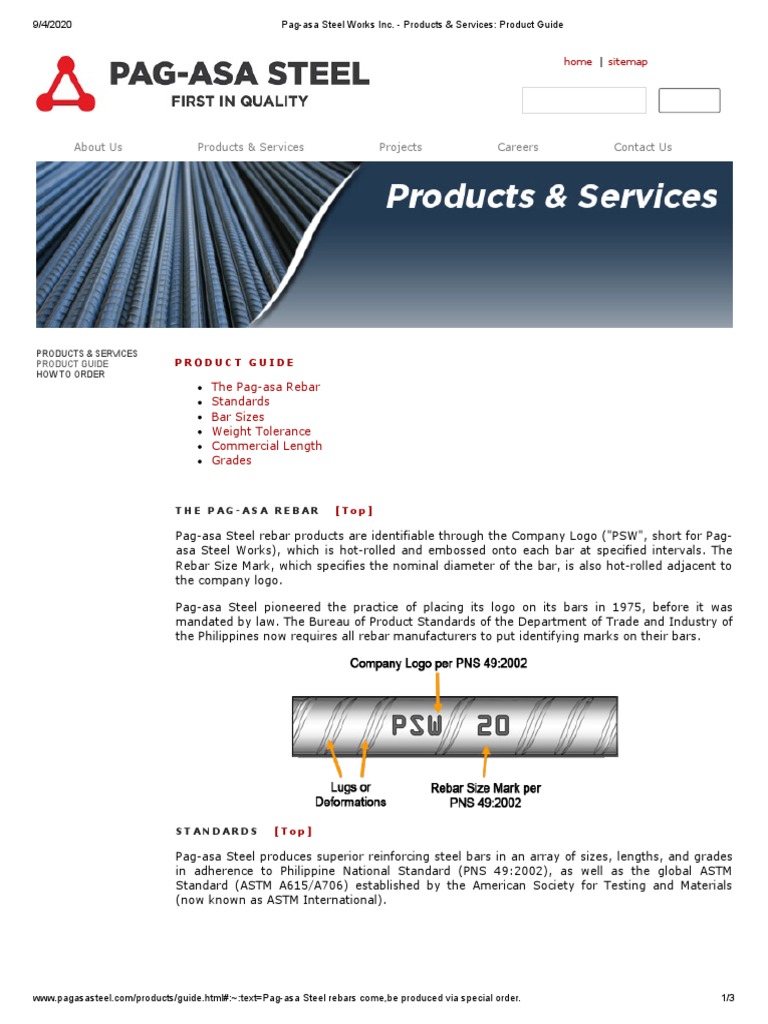Pag-asa Steel Rebar Product Guide | PDF | Civil Engineering | Building ...