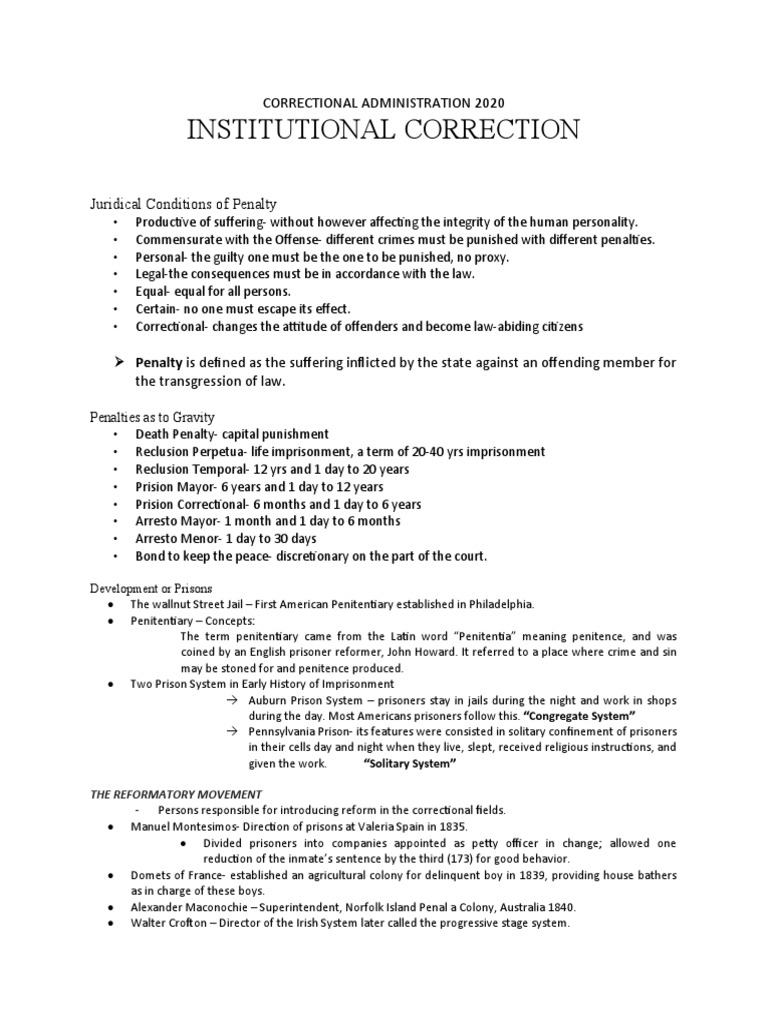 Correctional Administration Midterm | PDF | Prison | Rehabilitation (Penology)