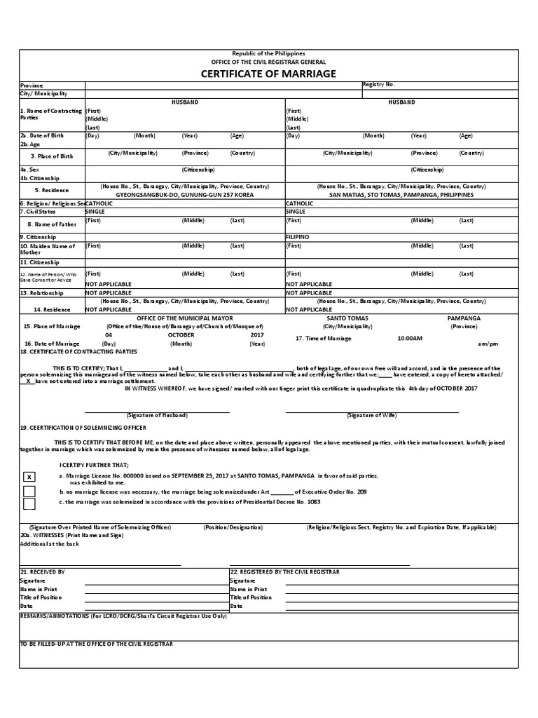 Marriage Certificate Requirements Pampanga | PDF | Marriage ...