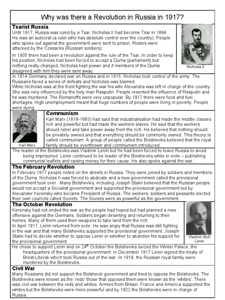 Russian - Revolution Worksheet and Notes | PDF | Vladimir Lenin ...