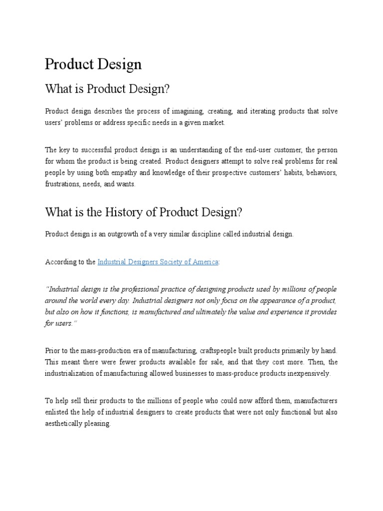 Product Design | PDF | Prototype | Design