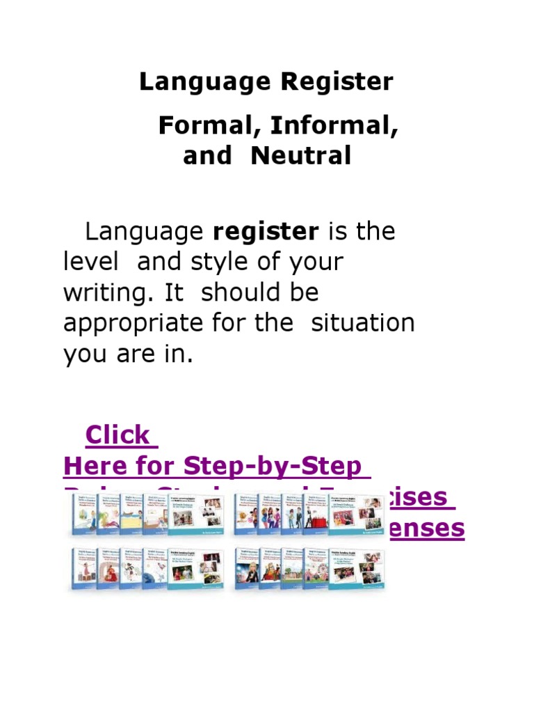 Language Register Formal, Informal, and Neutral | PDF | Acronym ...