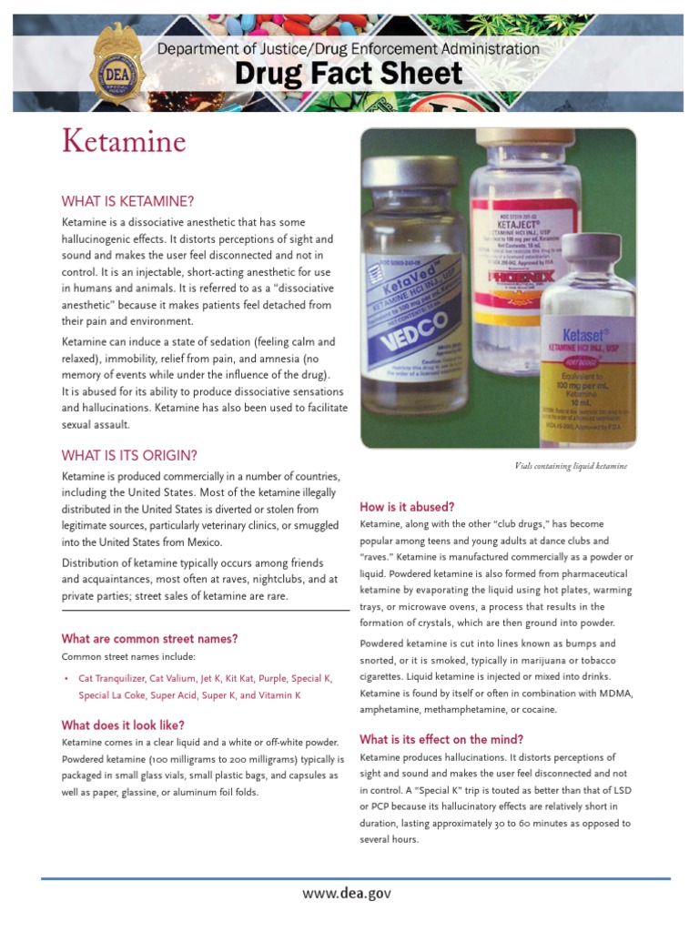 Ketamine Fact Sheet | PDF | Drugs | Hallucinogen