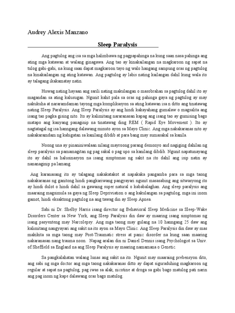 Sleep Paralysis RESEARCH | PDF