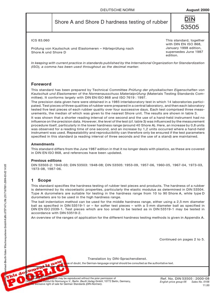 Din 53505 2000 en | PDF | Hardness | Accuracy And Precision