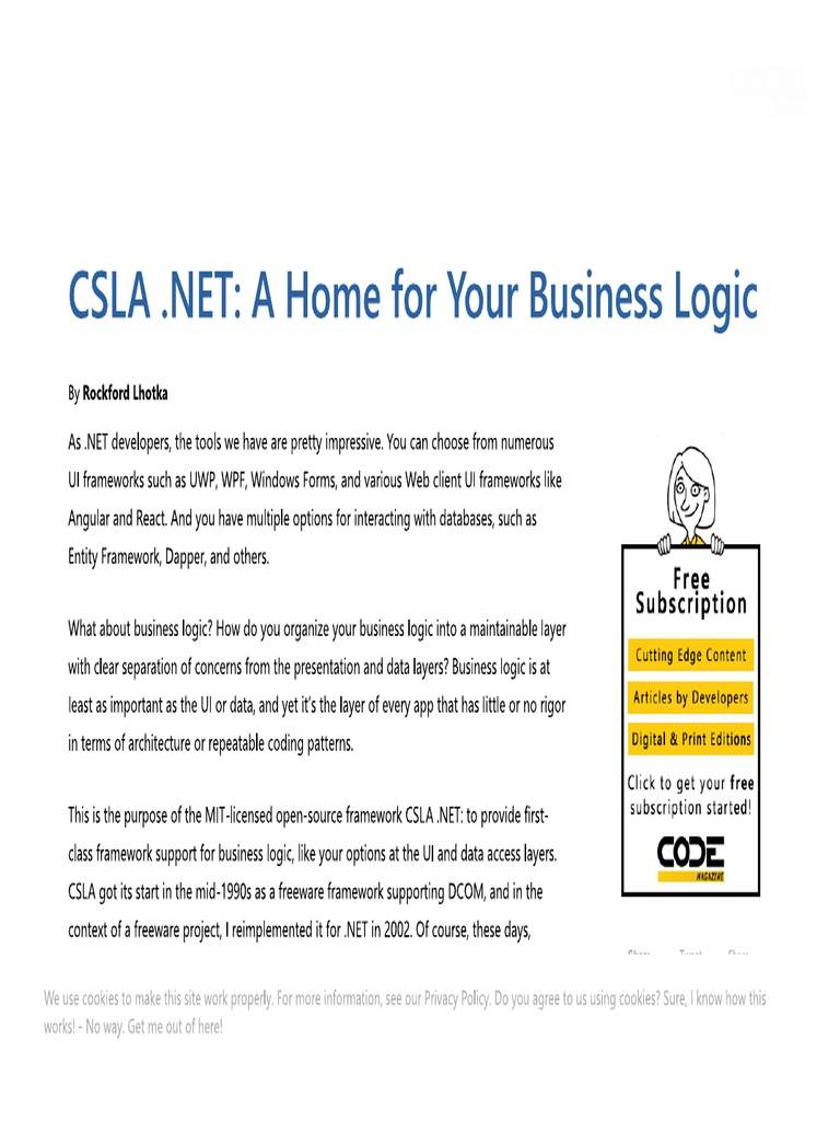 CSLA .NET - A Ho Me For Your Business Logic | PDF