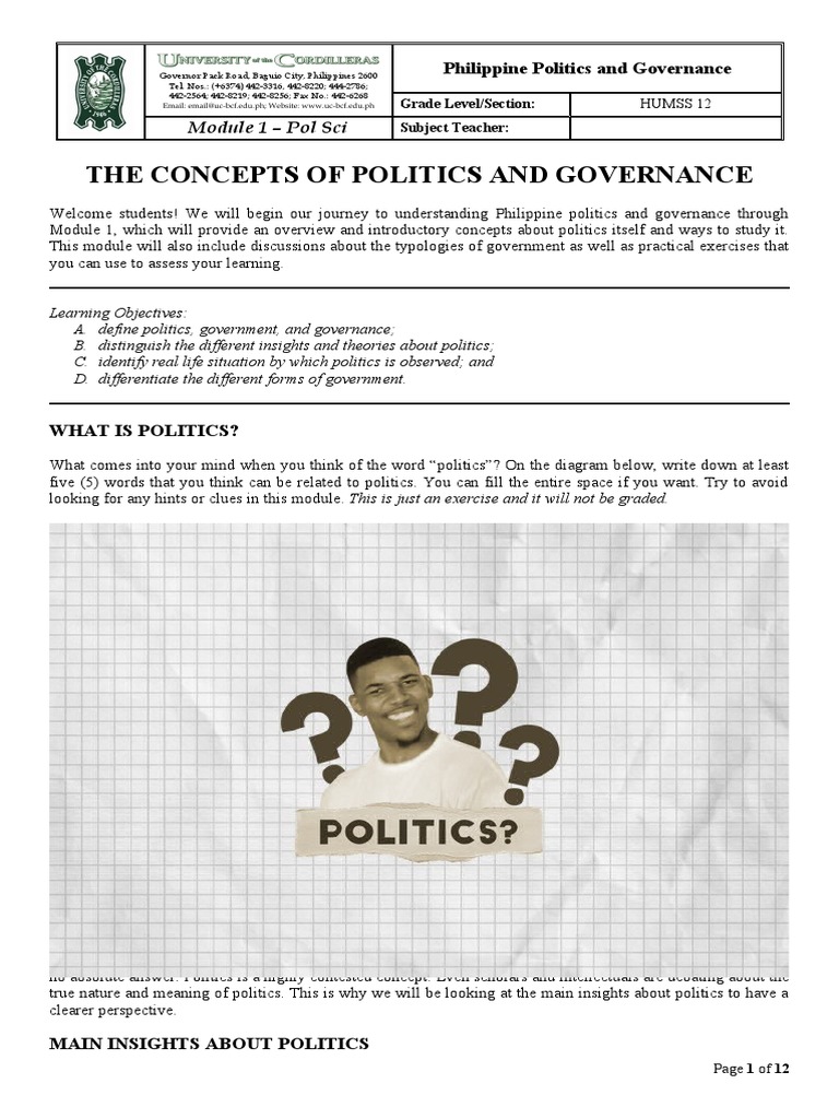 The Concepts Of Politics And Governance: Module 1 – Pol Sci | Monarchy ...
