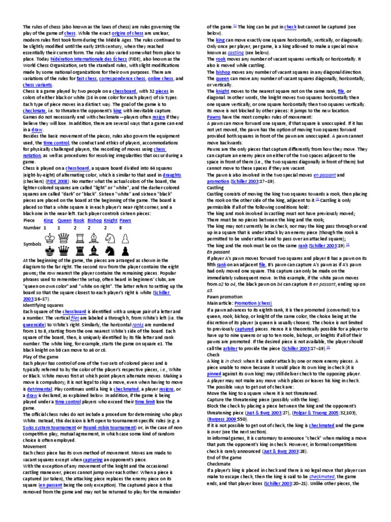 The Rules of Chess | PDF | Chess | Traditional Games