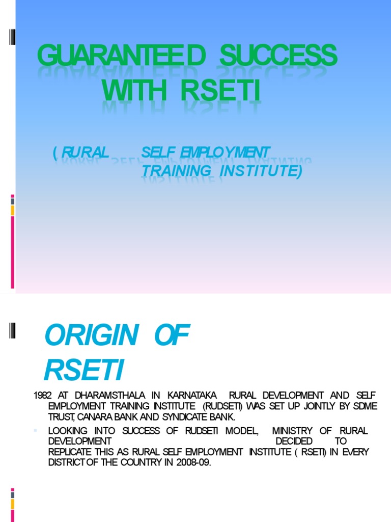 Guaranteed Success With Rseti: (Rural | PDF | Employment | Economies