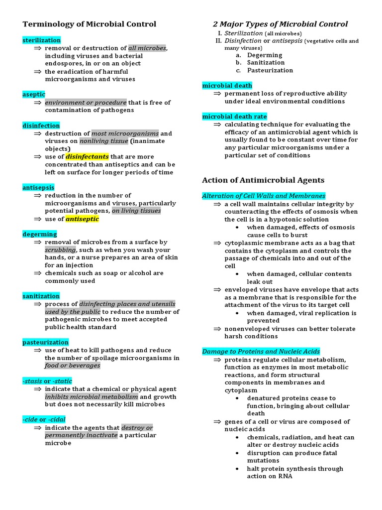 Terminology of Microbial Control Methods | PDF | Disinfectant ...