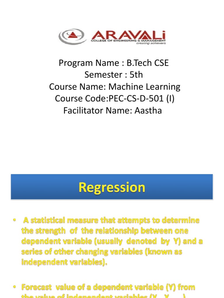 Program Name: B.Tech CSE Semester: 5th Course Name: Machine Learning ...