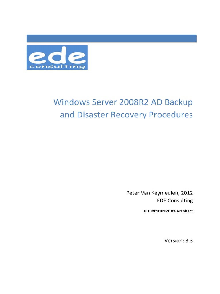 Windows Server 2008R2 AD Backup and Disaster Recovery Procedures | PDF ...