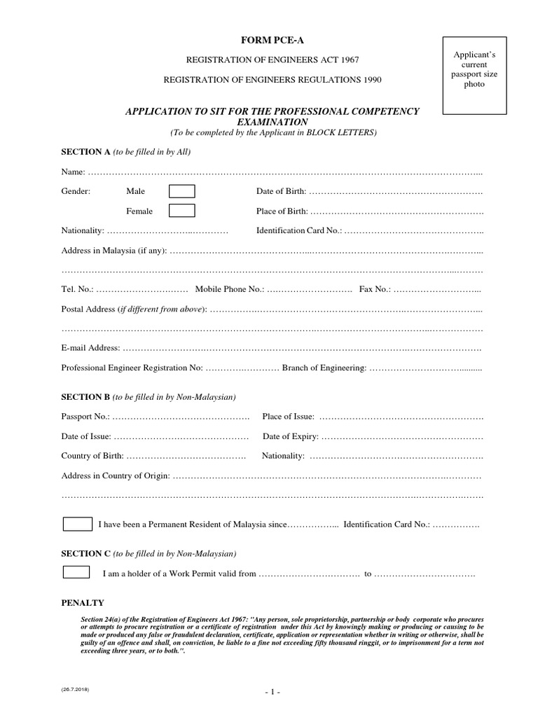 Application To Sit For The Professional Competency Examination | PDF ...