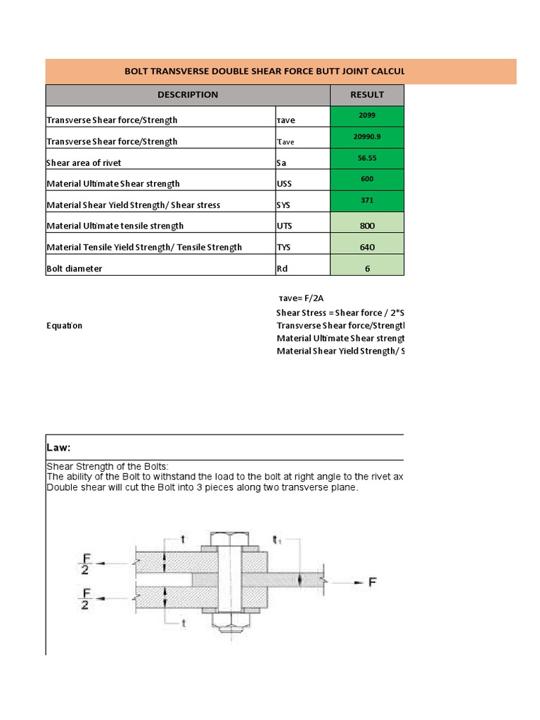 49.bolt Transverse Double Shear Calculation | PDF | Strength Of ...