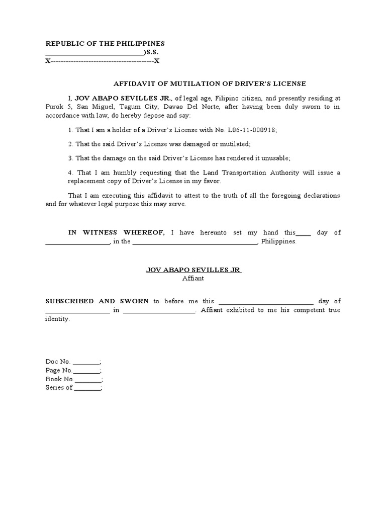 Affidavit of Mutilation | PDF