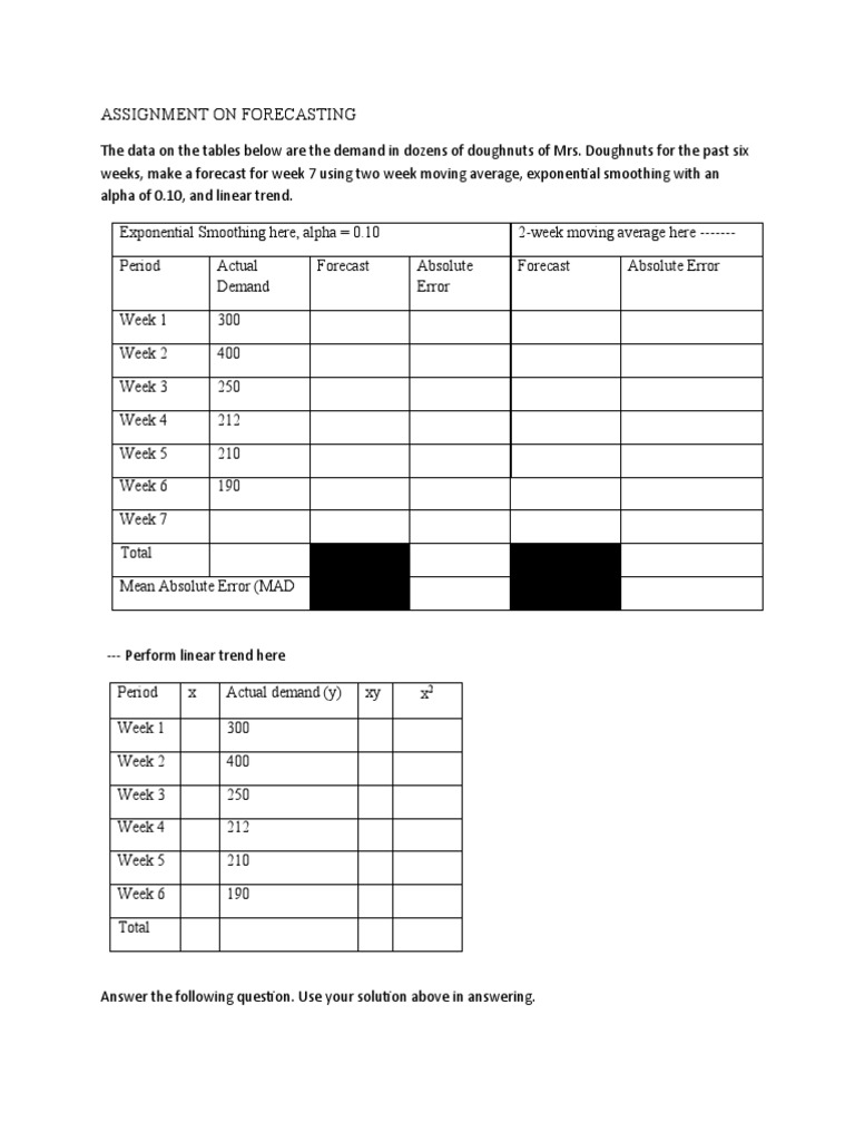 Assignment On Forecasting | PDF