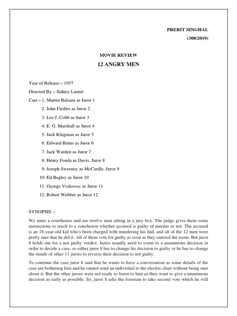 308 - 12 Angry Men | PDF | Persuasion | Psychological Concepts