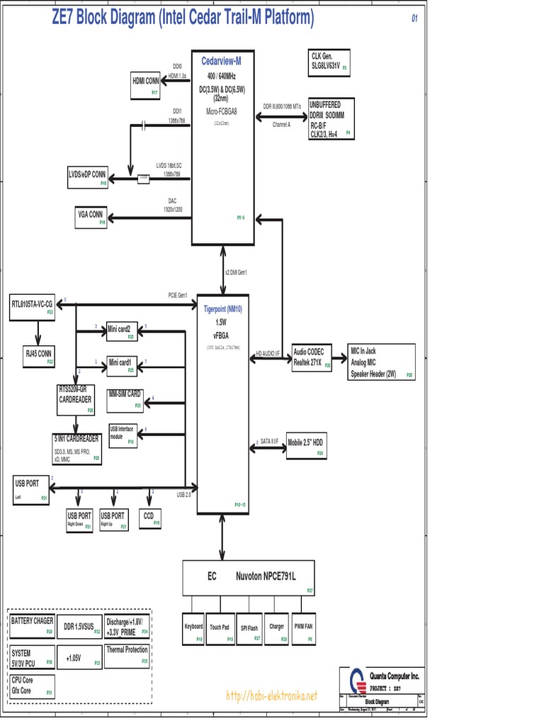Acer Aspire One d270 Quanta Ze7 Rev c3c SCH 1 PDF | PDF | Computer Hardware | Office Equipment