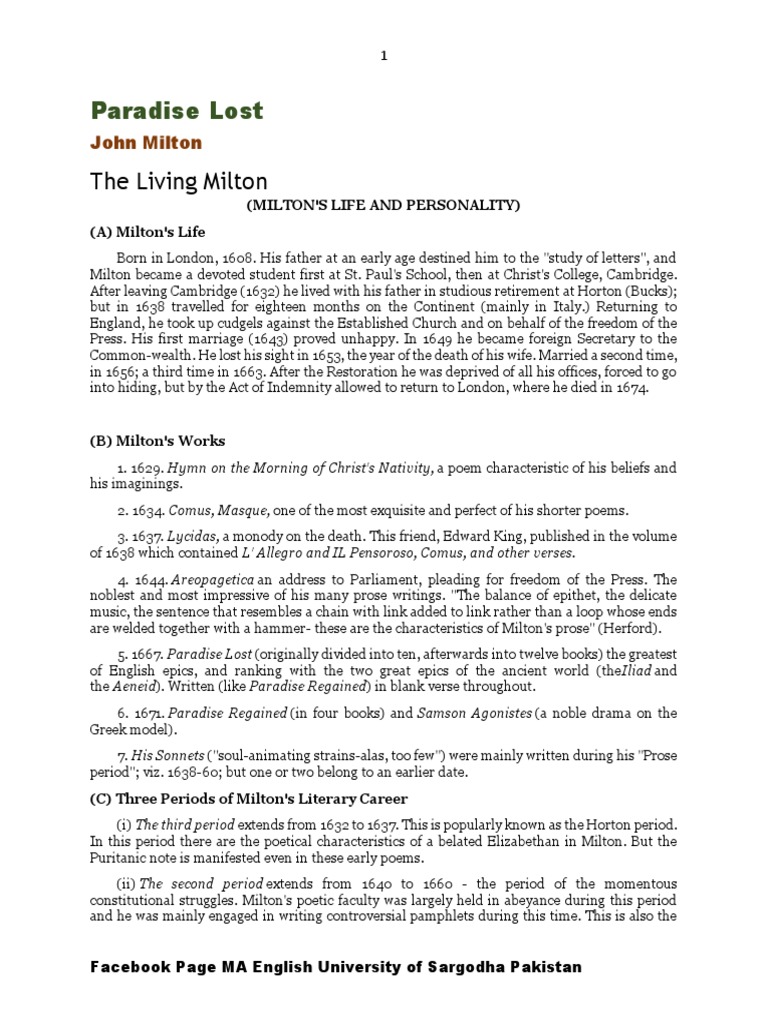 The Living Milton: Paradise Lost | PDF | John Milton | Paradise Lost