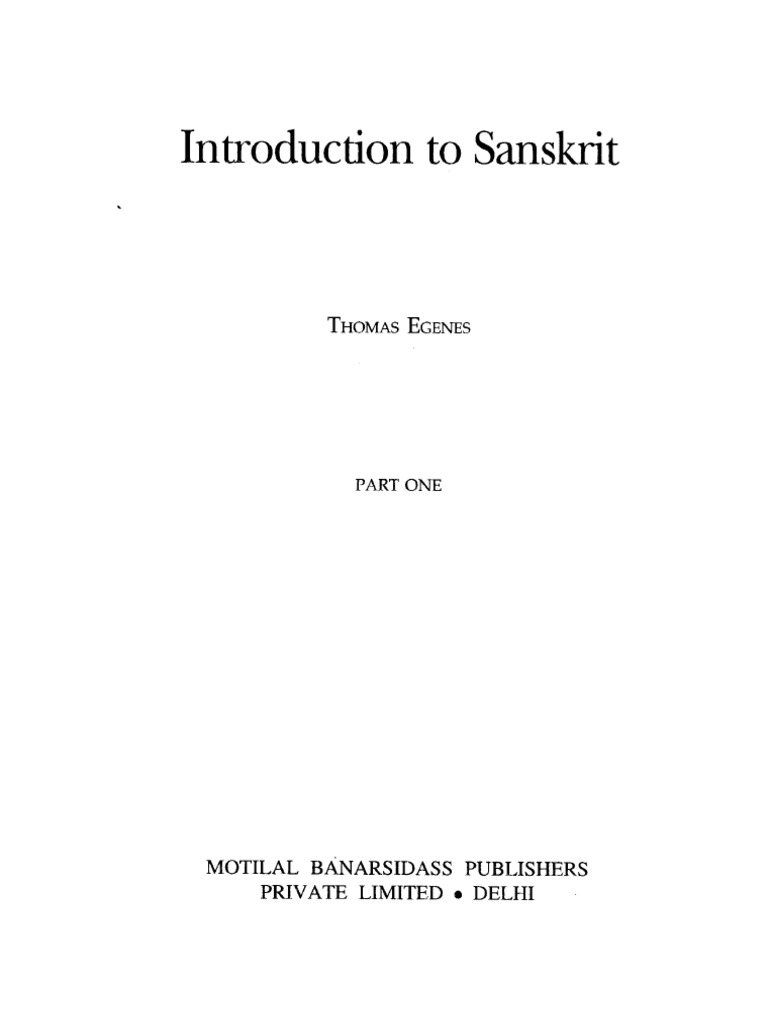 Introduction To Sanskrit 1 | PDF