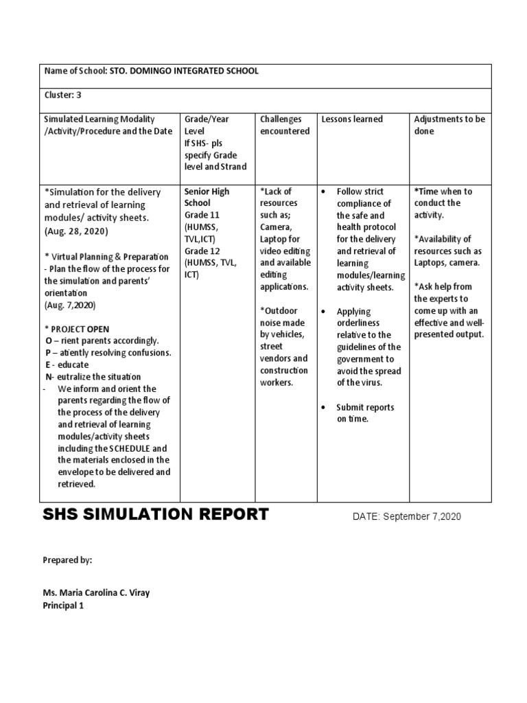 Shs Simulation Report: Simulation For The Delivery and Retrieval of ...