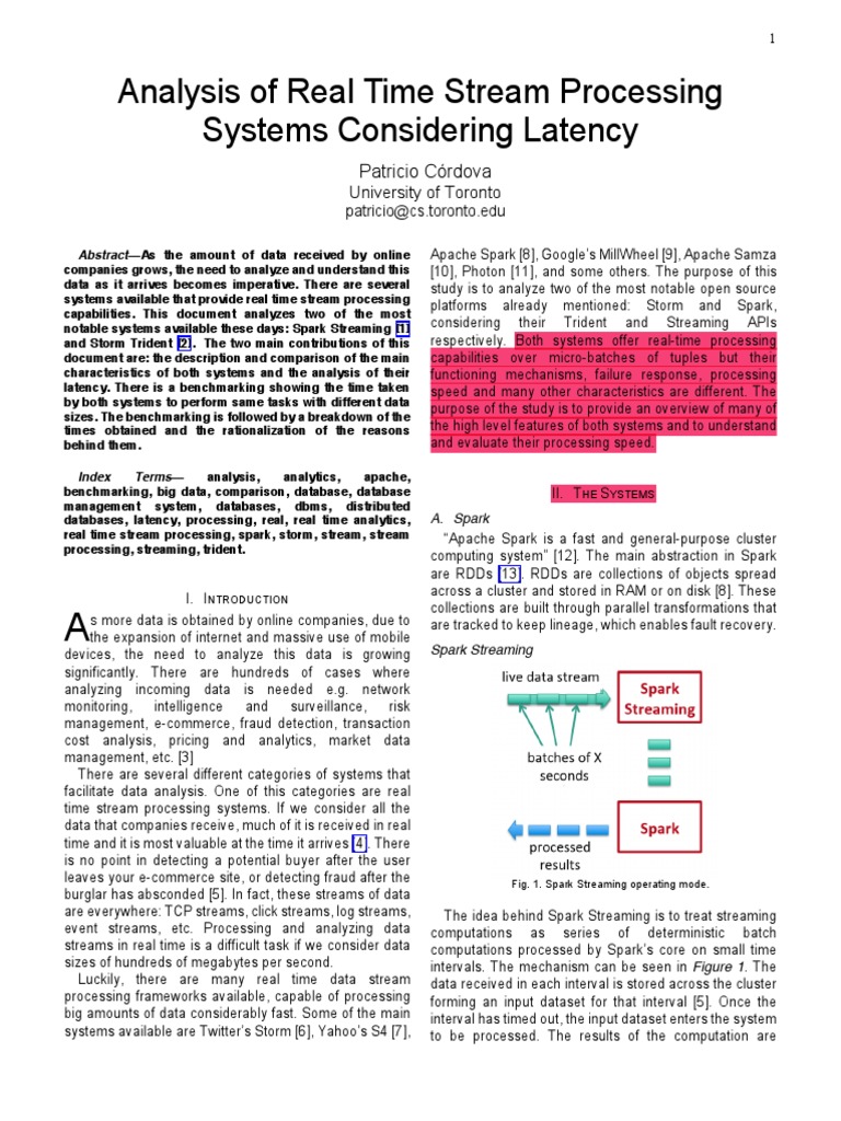 Analysis of Real Time Stream Processing Systems Considering Latency ...