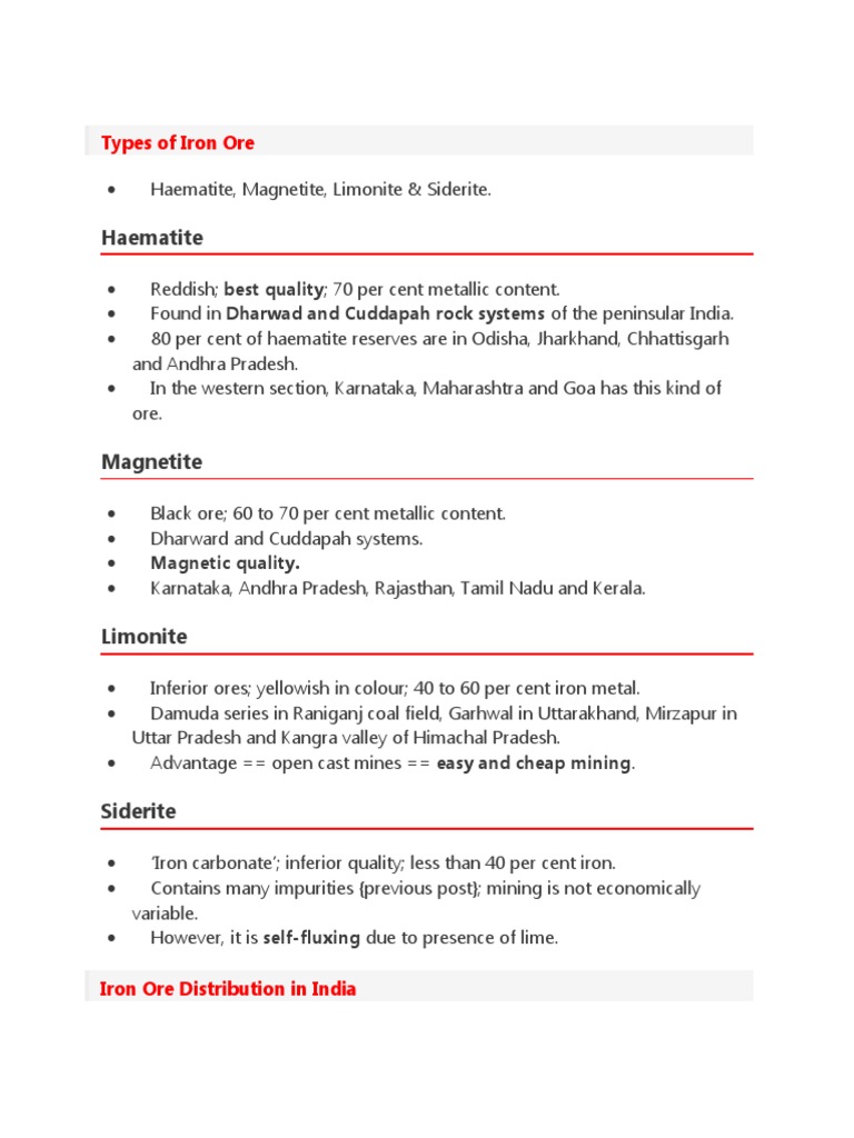 Types of Iron Ore | PDF | Iron Ore | Steelmaking