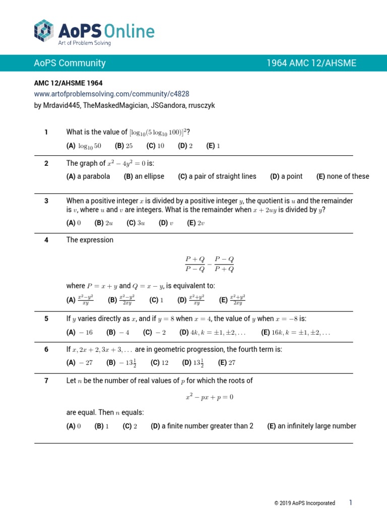 Ahsme 1964 | PDF | Triangle | Euclidean Geometry