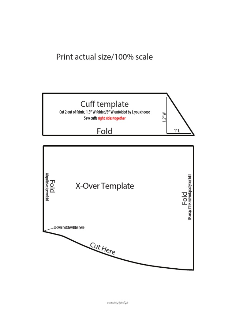 Print Actual Size/100% Scale: Cuff Template | PDF