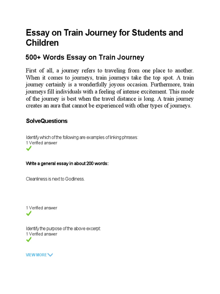 Essay On Train Journey For Students and Children | PDF | Train | Sleep