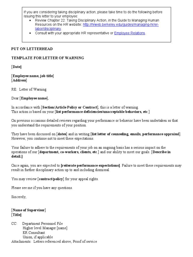 Sample Letter of Warning | PDF