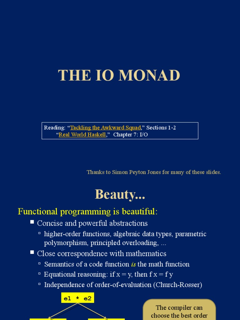 The Io Monad: Reading: " ," Sections 1-2 " ," Chapter 7: I/O | PDF | Functional Programming ...