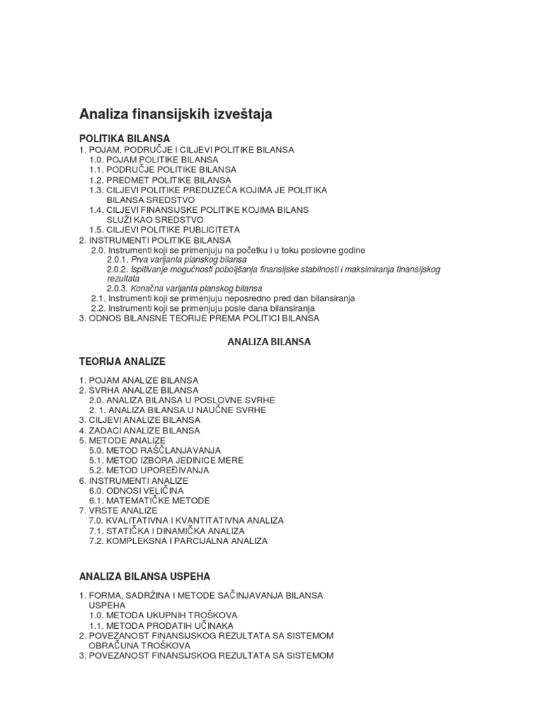 Analiza Finansijskih Izvjestaja | PDF