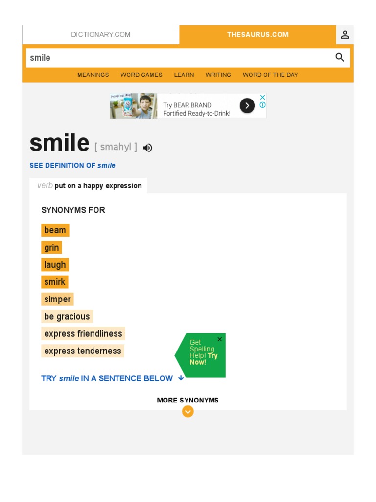 Smile Synonyms, Smile Antonyms | PDF | Language Mechanics ... Smile Synonyms, Smile Antonyms | PDF | Language Mechanics ...