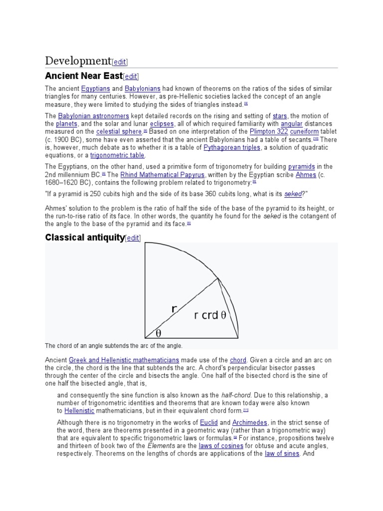Ancient Origins and Foundations of Trigonometry in Mesopotamia, Egypt ...