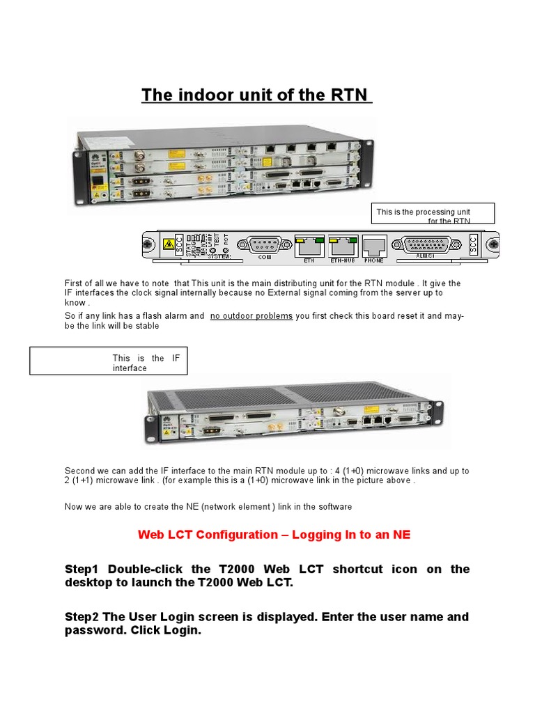 The Indoor Unit of The RTN: Web LCT Configuration - Logging in To An NE ...