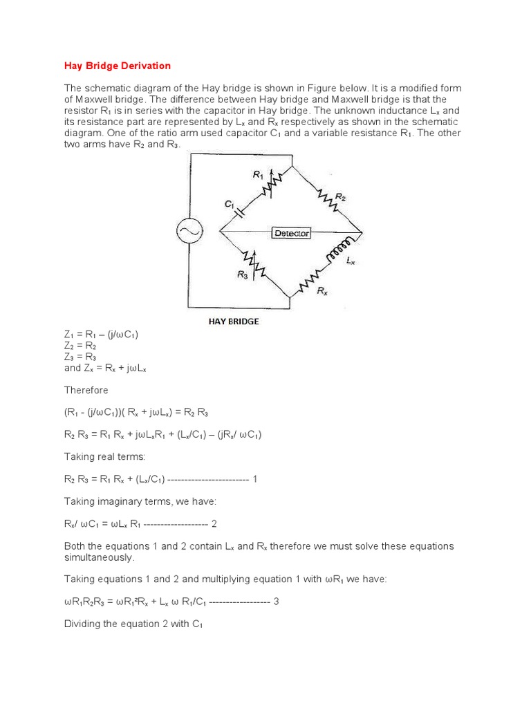 Hay Bridge Derivation | PDF | Inductor | Inductance