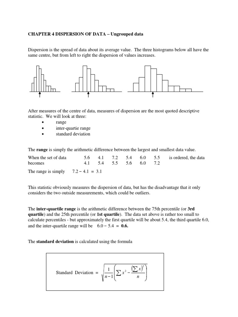 Data Dispersion Basics | PDF | Quartile | Standard Deviation