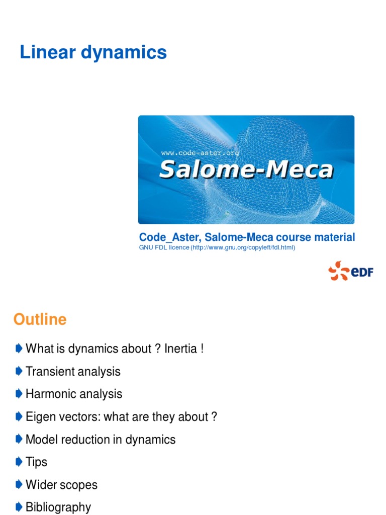 Linear Dynamics: Code - Aster, Salome-Meca Course Material | PDF | Normal Mode | Dynamical System