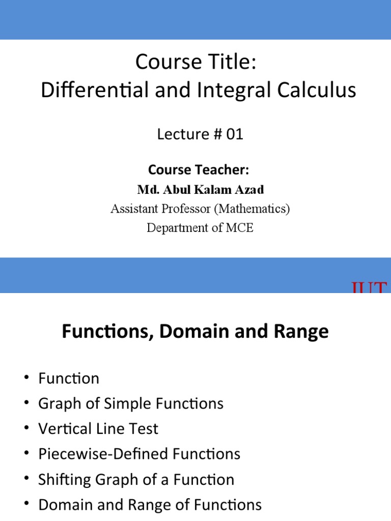 Lecture 01 Functions Domain And Range Pdf Variable Mathematics Domain Of A Function