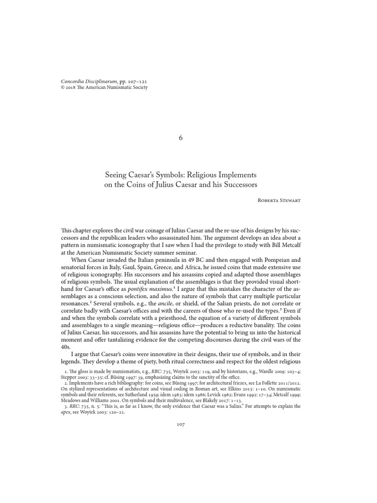 Seeing Caesar's Symbols. Religious Implements On The Coins of Julius ...