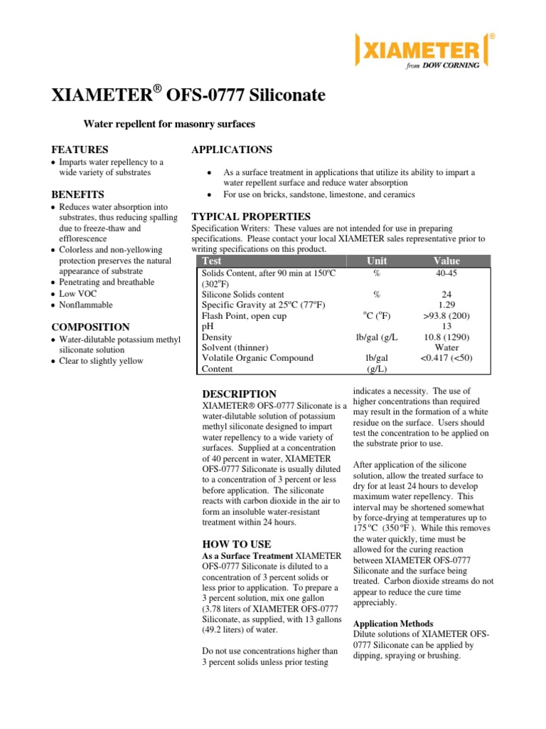 XIAMETER OFS 0777 TDS en PDF | PDF | Solution | Solid