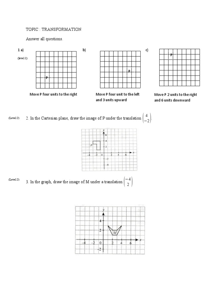 Topic: Transformation Answer All Questions.: 1 A) B) C) P | PDF ...