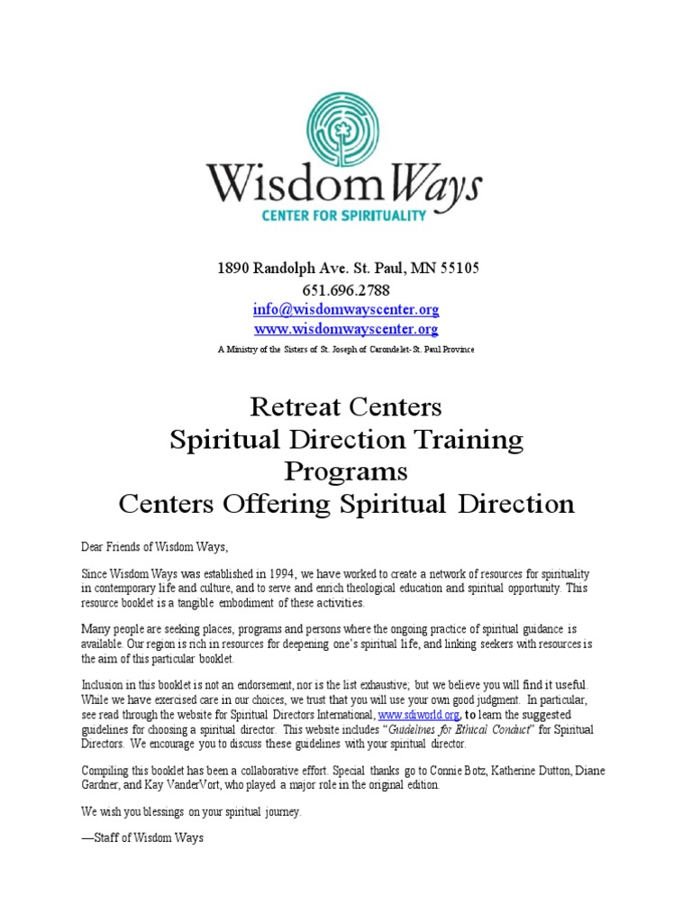 Retreat Centers Spiritual Direction Training Programs Centers Offering ...