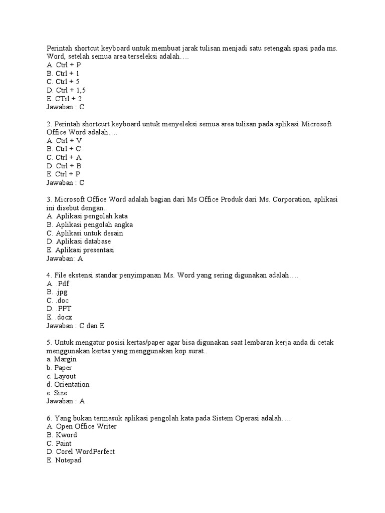 Perintah Shortcut Keyboard Untuk Membuat Jarak Tulisan Menjadi Satu ...