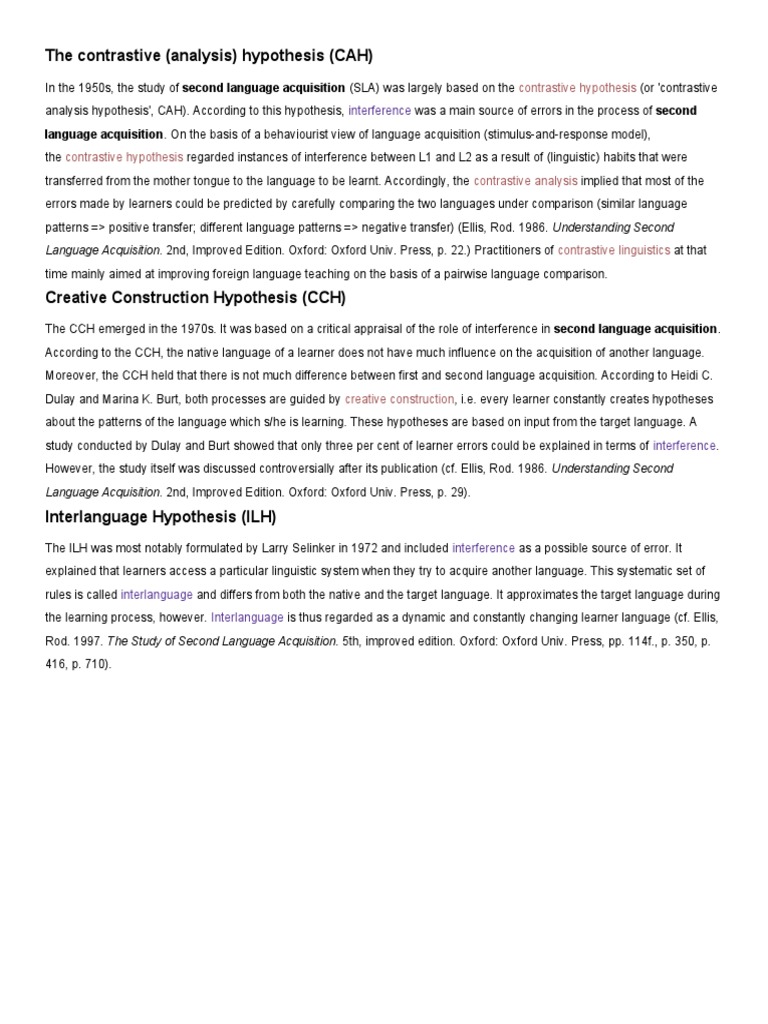 The Contrastive Analysis Hypothesis | PDF | Second Language | Second ...