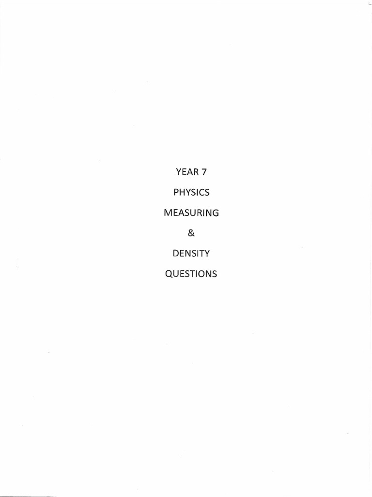 Sample Y7 Physics Questions | PDF