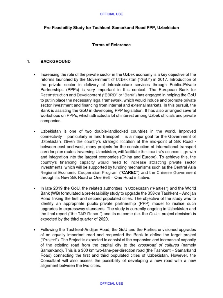 TOR Published | PDF | Public–Private Partnership | Feasibility Study