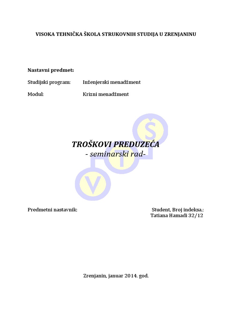 Troskovi Preduzeca | PDF