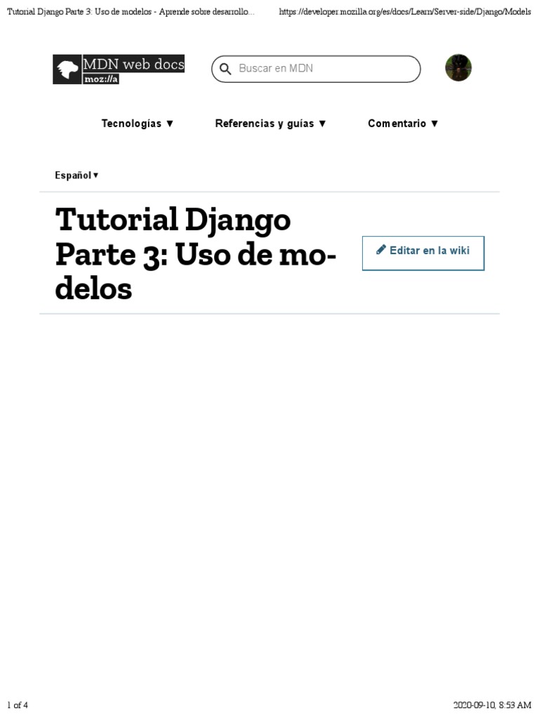 Tutorial Django Parte 3: Uso de Modelos - Aprende Sobre Desarrollo Web - MDN | PDF | Gestión de ...